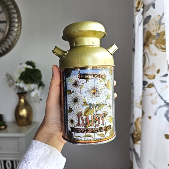 Accents | Vtg Milkcan Style Tin Can Wlid Storage Vase Display Modern ...